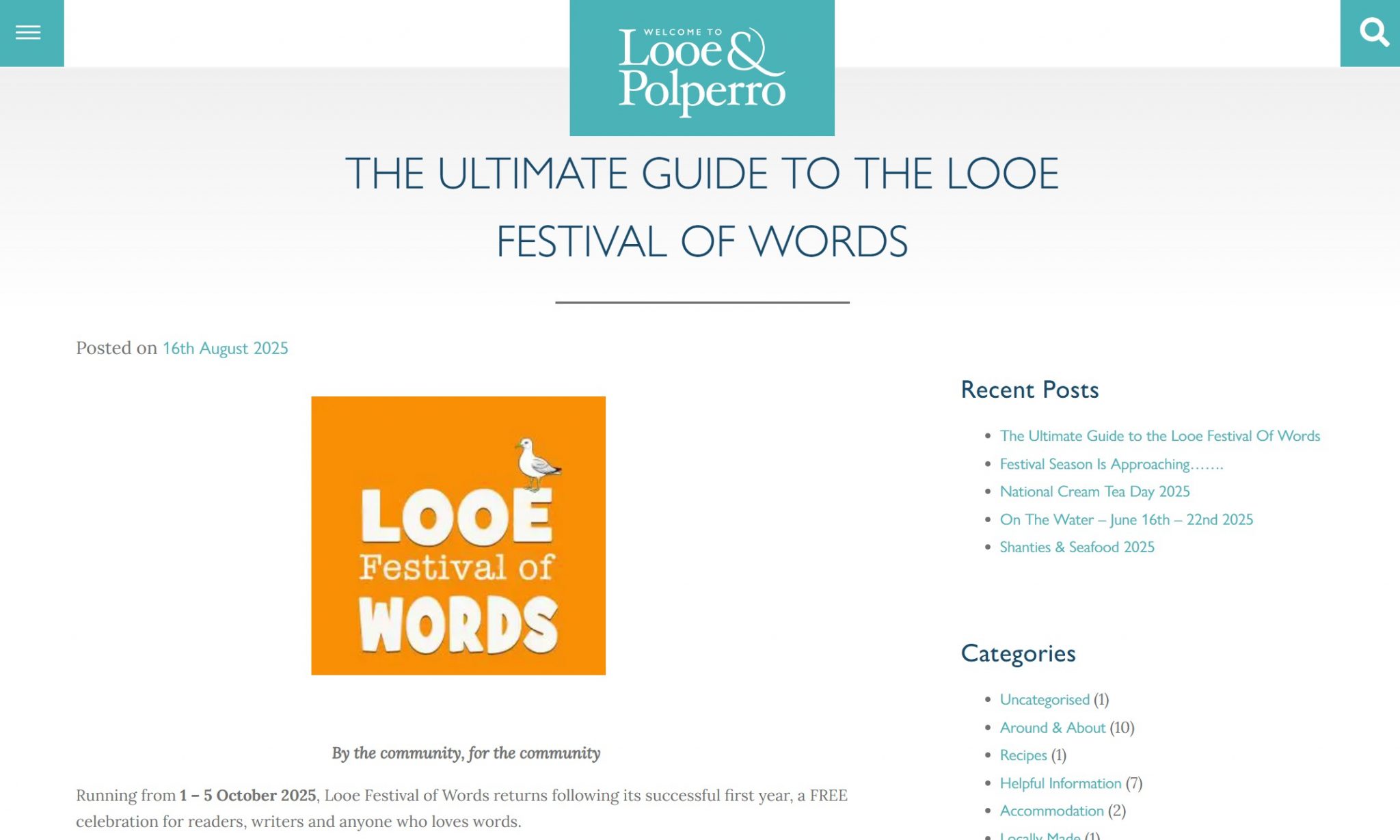 Looe Festival of Words: – Looe Festival of Words – 1st to 6th Oct 2024